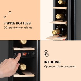 Vinovilla 7, built-in, Uno Onyx, vestavěná chladnička na víno, černé sklo, nerezová ocel