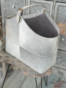 Kožený koš hovězí kůže šedá - 50*21*40cm
