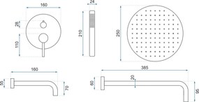 Rea Lungo - podomítkový vanový set se sprchou + box P6300 - komplet sada, černá, REA-P4112