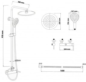 Sprchová souprava JORGEN - černá - hlavice 25x25 cm