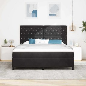 Postel s boxspringem s matrací s čelo Černý 180 x 200 cm samet 3339784