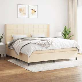 Box spring postel s matrací krémová 200x200 cm textil 3131462