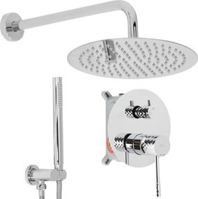 Rea Lungo Diamond, podomítkový sprchový set s dešťovou hlavovou a ruční sprchou, chromová, REA-P6963