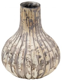 Béžovo-šedá antik dekorační skleněná váza - 11*11*15 cm