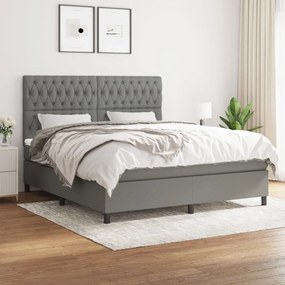 Box spring postel s matrací tmavě šedá 180x200 cm textil,  3142034