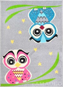 Dětský kusový koberec Funky Top Owl - šedý