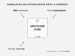 GRILOVANÉ KUŘE - omyvatelná samolepka na kořenky, výběr rozměrů Ø 5 cm / 5 x 5 cm / 6 x 8 cm | DomaLEP tvar: KOLEČKO, barva: BÍLÁ - ČERNÉ písmo, velikost: Ø 5 cm - tučné písmo