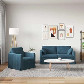 Set pohovek 2 ks Modrá samet 3407559