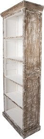 Bílo-hnědá antik dřevěná knihovna Christiane - 80*36*195 cm