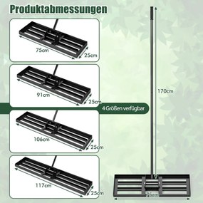Costway Kovové hrábě na vyrovnávání trávníku s ergonomickou rukojetí pro hrábě