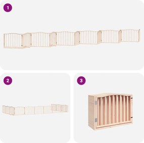 Zábrana pro psy s dvířky skládací 12 panelů 960 cm topol 3155612