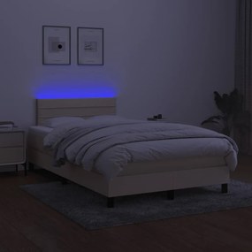 Box spring postel s matrací a LED krémová 120x190 cm textil 3270051
