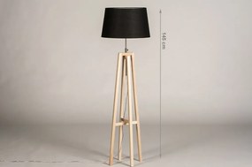 Stojací designová lampa Paola Black and Natur Wood