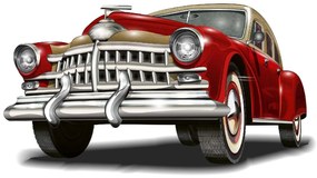 DIMEX | Samolepicí vliesová fototapeta na zeď Maska retro automobilu MA-5-2197 | 375 x 250 cm | červená, bílá, metalická, hnědá