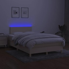 Box spring postel s matrací a LED krémová 120x190 cm textil 3270079