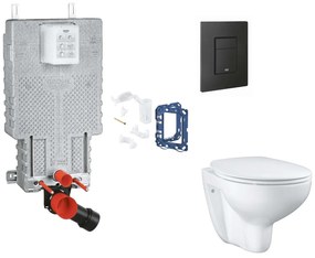 Grohe Uniset - Set předstěnové instalace, klozetu, sedátka SoftClose, tlačítka Even a sady pro vhazování tablet, phantom black SANI15BB5113