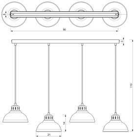 Lustr na lanku SVEN 4xE27/15W/230V béžová