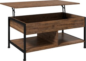 HOMCOM Konferenční stolek s výklopným víkem - Dolní police, úložný box - rozměr 100L x 80W x 60H cm - rustikální černý dřevěný vzhled