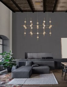LED lustr Atomo 106 zlaté s dálkovým ovládáním