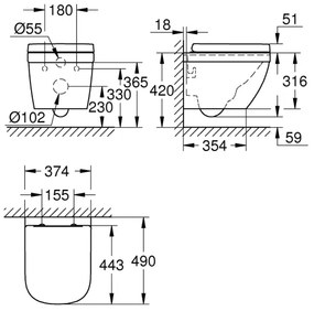 GROHE 39693000-Závěs. kompaktní WC EURO CERAMIC s Triple Vortex 53 l keram./bílá