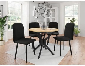 Rozkládací stůl Kirtore M 90 se 4 židlemi Lekoz, Barva dřeva: dub craft zlatý + černá, Potah: Amor Velvet 4318