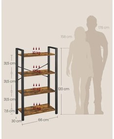 Knihovna NAVARO hnědá/černá