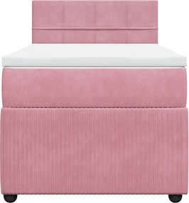 Box spring postel s matrací růžová 100x200 cm samet 3289967