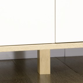 HOMCOM 6 zásuvková komoda v severském stylu s dřevěnými nohami, úložná jednotka pro ložnici a obývací pokoj, 120 x 40 x 76 cm, dřevo a bílá
