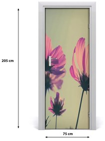 Fototapeta samolepící na dveře růžové květiny 75x205 cm
