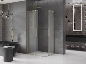 Mexen Velar L Duo, sprchový kout s posuvnými dveřmi 100 x 90 cm, 8mm sklo námraza, zlatá lesklá, 871-100-090-02-33-50