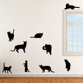 Sada devíti koček 21-39cm - vinylová samolepka na zeď