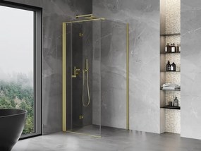 Mexen Mist-F T, 1-křídlý ​​skládací sprchový kout levý 80 x 80 cm, čiré sklo, zlatý matný profil, 8A6T-080-080-55-00-L