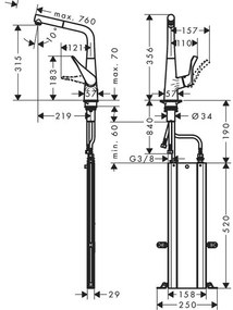 Hansgrohe Metris M71 Dřezová baterie s vytahovací sprškou, EcoSmart, chrom 73828000