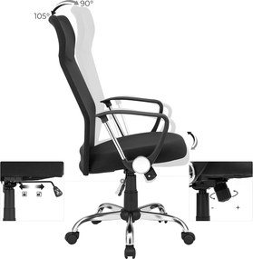 Kancelářská židle, ergonomická otočná židle, 63 x (110-120) x 63 cm, černá