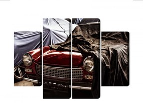 Vícedílný obraz Italské Retro Auto Potažené Látkou Nedostatek Nedostatek Přírodní plátno 160x120