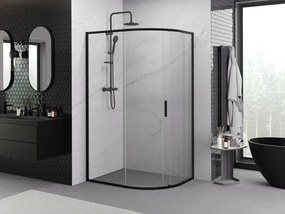 Mexen Exo sprchový kout půlkruhový asymetrický posuvný 100 x 90 cm, transparentní, černá - 8131-100-090-70-00