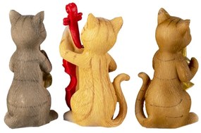 Dekorativní sošky 3 kočiček hrajících na hudební nástroje – 14x6x10 cm