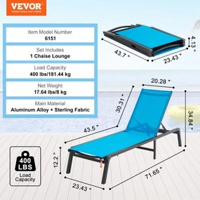 Chaise Lounge Křeslo Venkovní lehátko na terasu s nastavitelnými 5 polohami