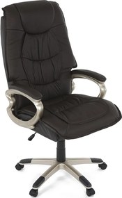 Autronic Kancelářská židle, tmavě hnedá kůže, plast v barvě champagne, kolečka pro tvrdé podlahy KA-Y293 BR