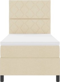 Postel s boxspringem s čelo Krémová 90 x 190 cm textil 3339432