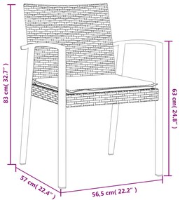 Zahradní židle s poduškami 2 ks hnědé 56,5x57x83 cm polyratan - Default Title