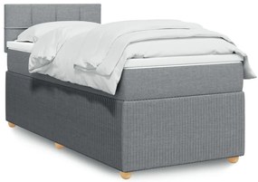 Box spring postel s matrací světle šedý 100 x 200 cm textil