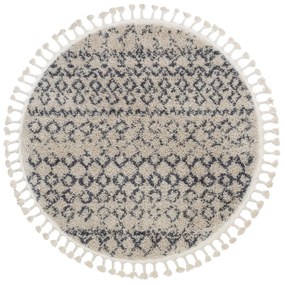 Dywany Łuszczów, Kusový koberec Berber Agadir G0522 cream and grey kruh, 120x120 (průměr) kruh, béžová, chodba / předsíň