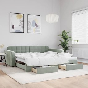 Válenda s přistýlkou a zásuvkami světle šedá 100 x 200 cm samet 3196984
