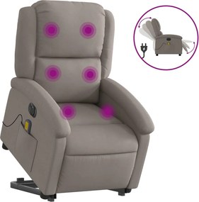 Elektrické zvedací masážní polohovací křeslo taupe textil 3204208