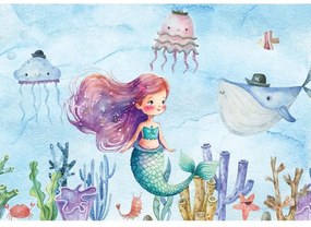 Postershop Fototapeta vliesová: For kids mermaid watercolour (1) - 312x219cm