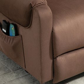 HOMCOM TV křeslo polohovací elektrické s masážní funkcí vyhřívání polohovací funkce polyester světle hnědá 79x97x103cm pro pohodlí a relaxaci