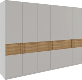 XXXLutz ŠATNÍ SKŘÍŇ S OTOČNÝMI DVEŘMI, dub, barvy dubu, světle šedá, 302/218/60 cm Dieter Knoll - Šatní skříně - 000003009617