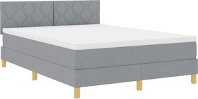 Postel s boxspringem s čelo Světle šedá 160 x 200 cm textil 3339007