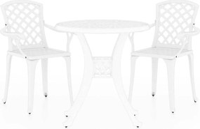 3dílný bistro set litý hliník bílý 3070582
